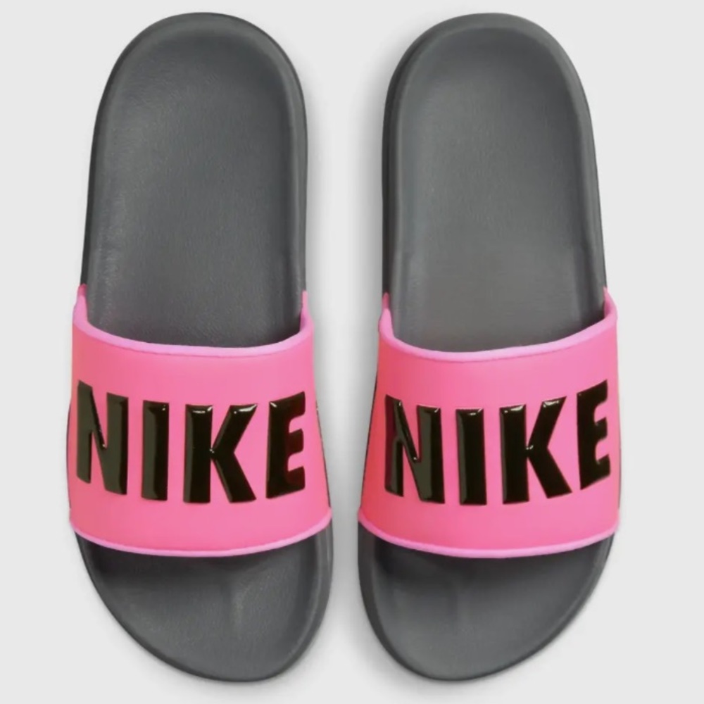 Nike Slide In Pink Blast, Black, & Dark Grey - Gem